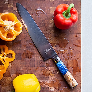 Dimashq Heavy Duty Kitchen Knife - 9.5 inch Japanese Sharp Damascus Steel Blade VG-10 Set with Resin + Color Wood Handle Kitchen Knives - Chef Knife Cooking Tools/Home/Gift