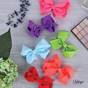 White 5.5 Inch Grosgrain Hair Bow Clip For Woman And Girls