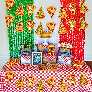 Fangleland 3 Pieces Pizza Banner, Pizza Theme Pennant Bunting Garland for Baby Shower, Birthday Bachelorette Party Supplies, Fast Food Theme Decorations for Pizza Party Time