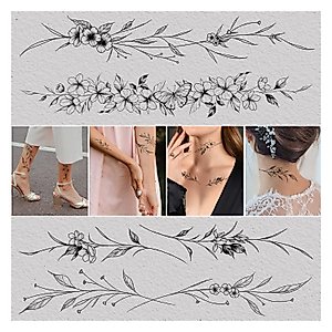 Cerlaza Tiny Temporary Tattoos for Women Girls, Realistic Fake Tattoos That Look Real and Last Long for Adult, Waterproof Hand Tattoos Stencils Stickers for Body Art-12 Sheets