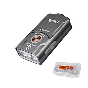 Fenix E03R v2.0 Keychain Flashlight, Grey, 500 Lumen Bright USB-C Rechargeable EDC with Red LED and Lumentac Organizer (Grey)