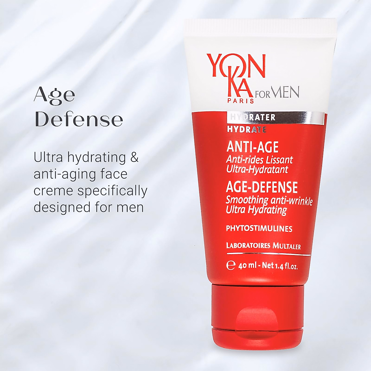 Yon-Ka Mens Age Defense Moisturizer (40ml) Anti-Aging Daily Face Lotion for Dry and Mature Skin, Prevent Wrinkles with Nutrient Rich Creme