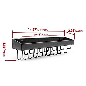 J JACKCUBE DESIGN Jewelry Organizer Necklace Holder with 23 Hooks, Wall Mounted Necklaces Bracelet Earrings Ring Holder Hanger with Shelf (Black, 14.37 x 2.95 x 3.86 inches) - MK208A