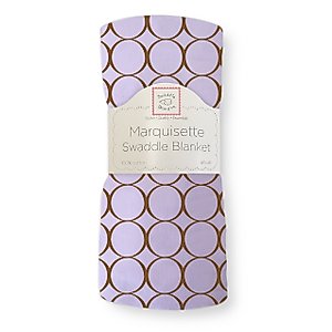 SwaddleDesigns Large Marquisette Receiving Swaddle Blanket for Baby Boys & Girls, Soft Premium Cotton Muslin, Boutique Quality, Best Shower Gift, Mocha Mod Circles on Lavender, Award Winner,Mocha and Lavender,46"x 46",SD-136L