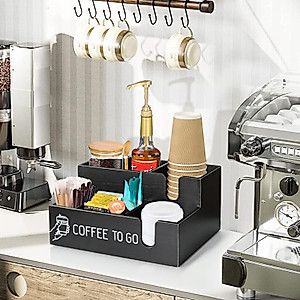 ugiftt Coffee Bar Organizer Countertop Coffee Station Organizer, Wood Coffee Cup Dispenser Lid Holder for Counter, Disposable Cup Holder Wall Mount, Farmhouse Coffee Bar Accessories and Organizer