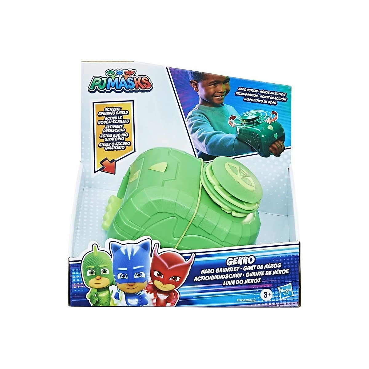 PJ Masks Gekko Hero Gauntlet Preschool Toy, Gekko Costume and Dress-Up Toy with Spinning Gekko Shield for Kids Ages 3 and Up
