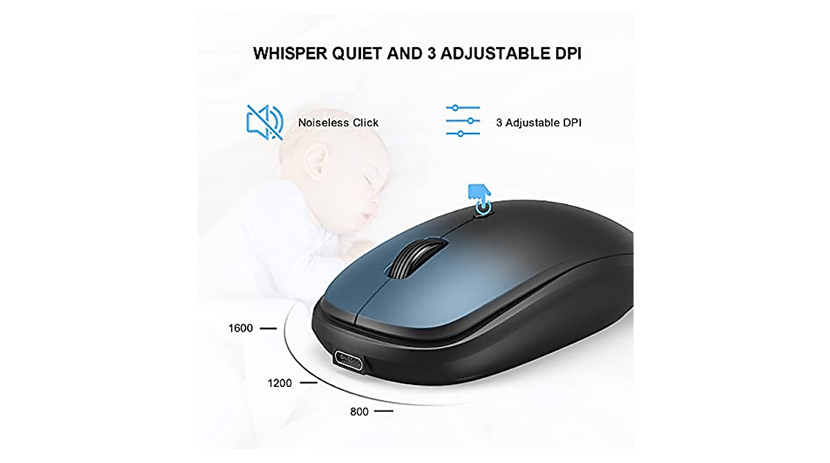 WisFox Wireless Keyboard Mouse Combo - Silent & Rechargeable