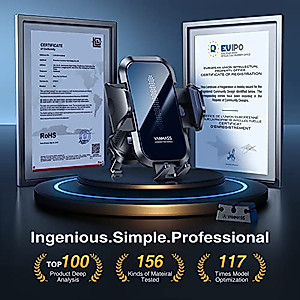 VANMASS 7.0 Upgraded Car Phone Holder Mount [Never-Drop Steel Hook] & [A Cable Clip], Stable A+ Car Vent Phone Mount, Auto Cell Phone Holder, Handsfree Cradles for iPhone 14 13 12 11 Pro Max Samsung