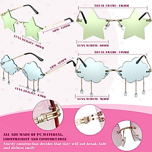 Juinte 8Pcs Irregular Sunglasses Set Heart Sunglasses Flame Cloud Butterfly Star Rimless Sunglasses Party Favors (Vibrant Style)