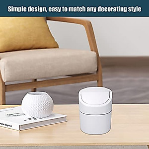 Mini Desk Trash Can with Lid with Trash Bags 180 Pcs Swing-Lid Tiny Countertop Garbage Bin Small Table Top Plastic Covered Waste Basket