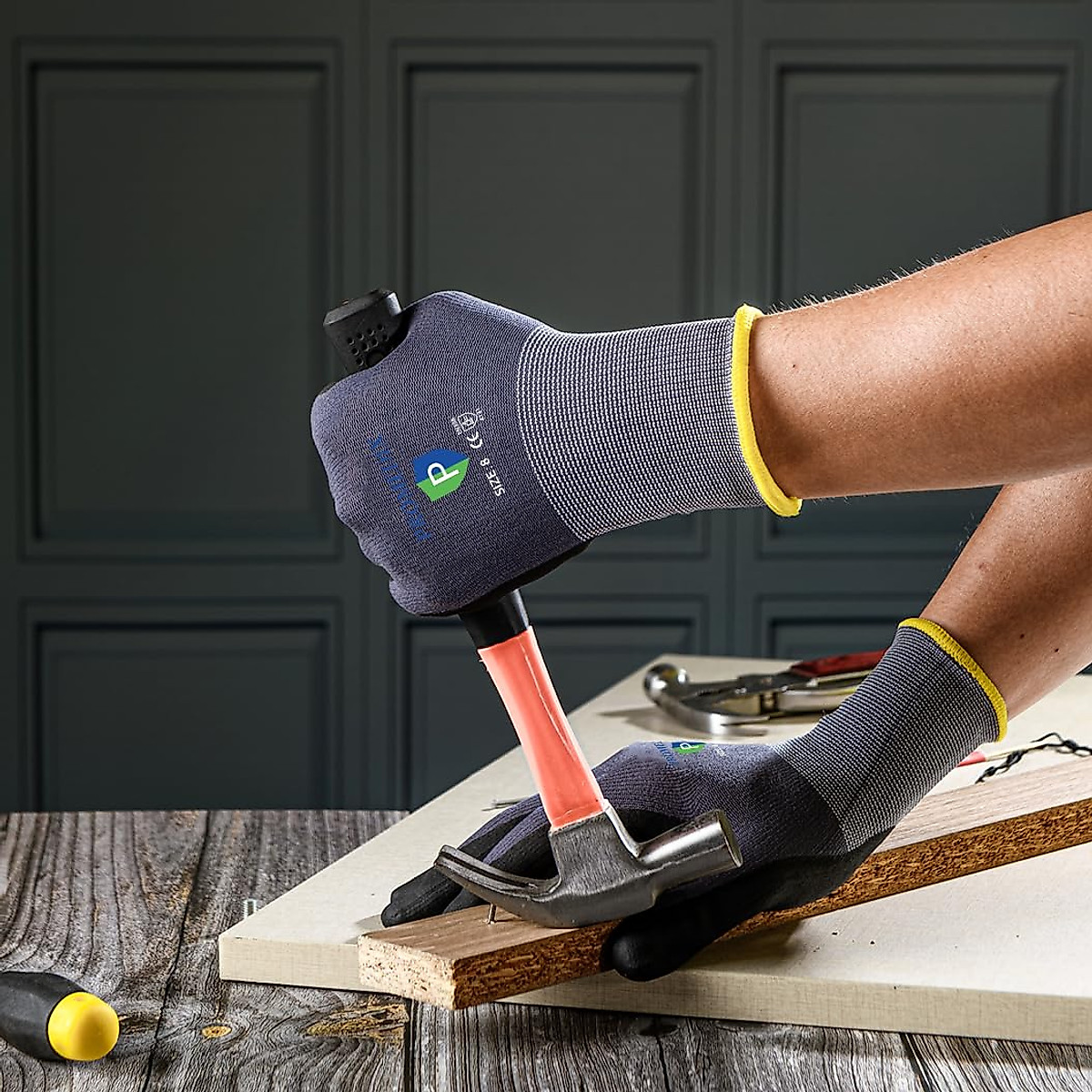 PROMEDIX P Work Gloves MicroFoam Nitrile Coated,Safety Work Gloves Men 3/12/36-pairs,EN388-4131,Nylon&Spandex Work Gloves