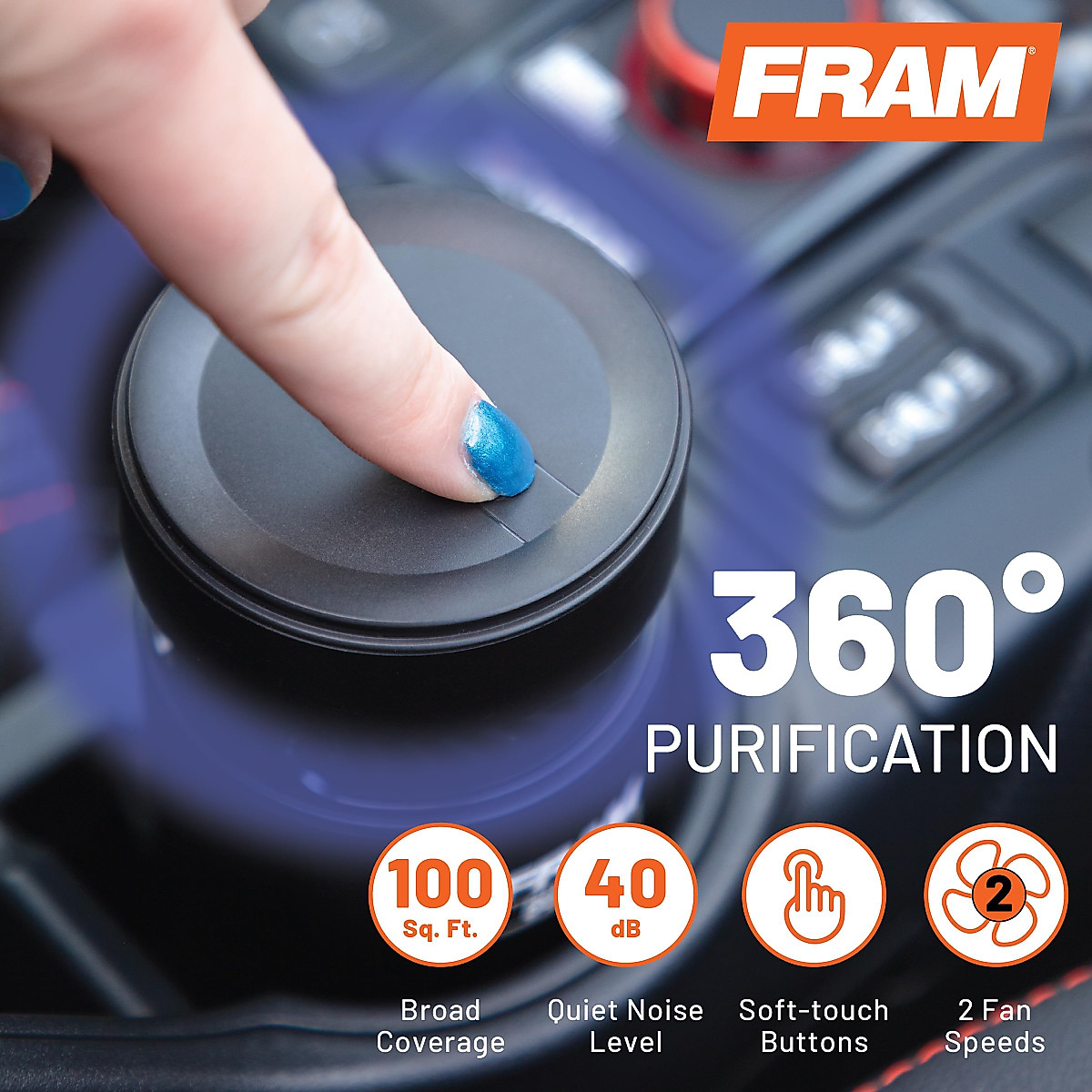 FRAM Buddie HEPA Air Purifier H13 Filtration & UV-C LED Sanitization, Cable-Free Rechargeable Portable Air Purifier for Home, Car & Work, Eliminates 99.97% of Dust, Smoke & Other Pollutants | CAP30200