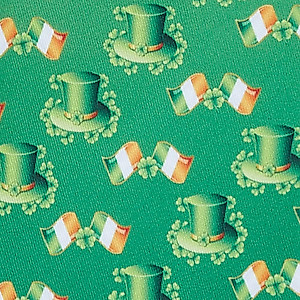 Jacob Alexander 2 Pc Set Men's St. Patrick's Day Leprechaun Hat Ireland Flag Diagonal Self-Tie Bow Tie Hanky Green