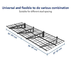 FLEXIMOUNTS 4-Pack 2x6ft 24-inch-by-72-inch Wall Shelf Garage Storage Rack Floating Shelves, Black