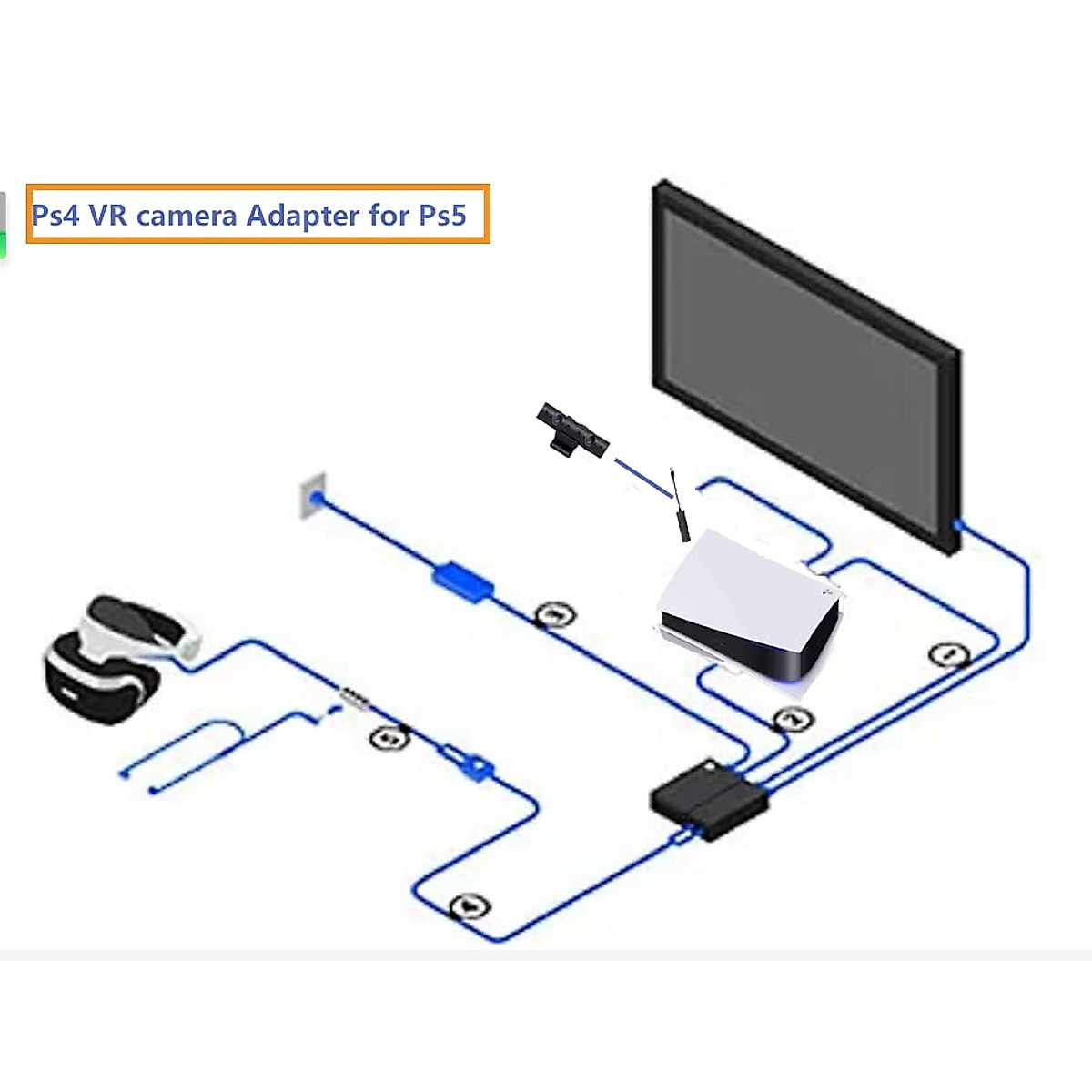 for Ps Vr Camera Adapter Connector for Ps5,Usb3.0 Male to Female PS4 VR to PS5 Converter