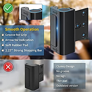 Yomisga Home Security Door Lock Reinforcement Safety Latch Extra Front Doors Security Devices Withstand 800 lbs, Anti Door Kick in Security Protector for Door Inside, Child Proof Aluminum Door Locks