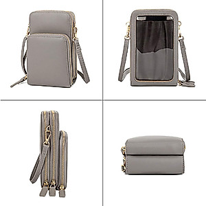 Lightweight PU Leather Phone Purse with Touchscreen Window & 2 Straps (Pink)