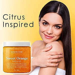 Majestic Pure Himalayan Salt Scrub and Orange Scrub Bundle – Exfoliating and Moisturizing Body scrub Combo