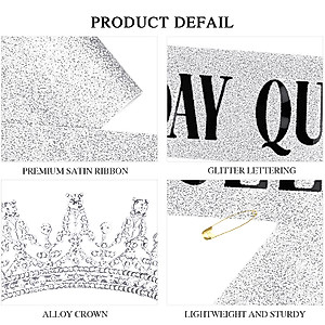 COCIDE Birthday Tiara and Crown for Women Birthday Sash for Girls Birthday Decorations Set Rhinestone Headband Crystal Hair Accessories for Birth Day Party Hair Band Cake Toppers