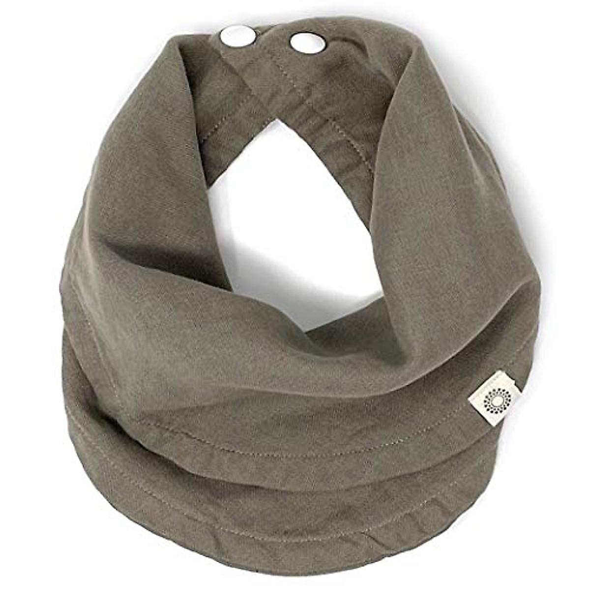 Kishu Baby Indi Infinity Scarf Bib - Super Soft Organic Cotton Muslin Drool Bib with Snaps (Olive)
