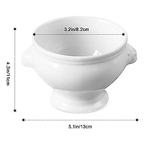 Cinf Ceramic 12 oz Set of 4 Lion Head Porcelain Soup Bowls White Christmas Gifts Microwave Safe Soup and Fruit Home Kitchen