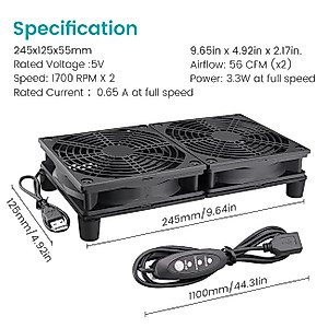 Wathai High Airflow Router Cooling Fan for Computer Cooler TV Box Wireless DC 5V USB Power 120mm 240mm Fan with Multi Speed Controller