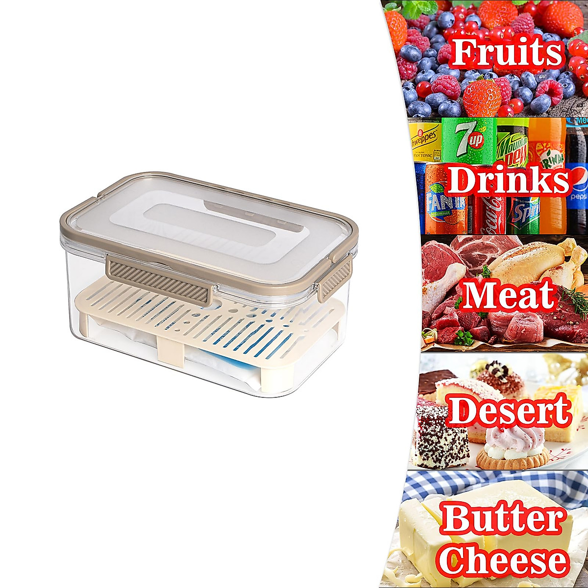 Ice Chilled Snackle Box Container with Ice Pack Portable Cooler Box with Lids & Handle for Camping Picnic Airtight Fruit Storage Containers for Fridge Berry Fresh Keeper for Meal Veggie Snack,Coffee