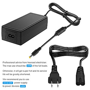SHNITPWR 14V Power Cord for Samsung Monitor 14V 3A 2.5A 2.14A 1.78A 42W Power Supply AC DC Adapter for Samsung SyncMaster 15" 17" 18" 19" 20" 22" 23" 24" 27" Screen TFT LED LCD TV Monitor