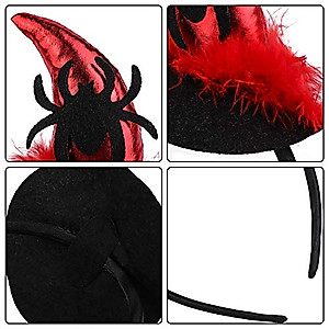 URATOT 6 Styles Assorted Halloween Headbands Witch Spider Web Headbands Bat Skull Headwear for Halloween Party Cosplay Accessories