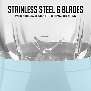 OVENTE Countertop Kitchen Blender with 550 Watts, Stainless Steel Blades, 4 Speed Settings, 50oz Glass Jar for Shakes, Smoothies, Purees, Crushed Ice, Frozen Drinks, Sauces, & More, Blue BLH2604LBL