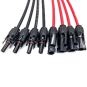 Solar Panel Connector Y Branch Solar Connector 1 to 4, 10 AWG Solar Cable and Connectors for Solar Combiner Box (1 Pair 1Y4)