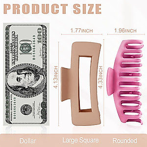 TOCESS Big Hair Claw Clips for Women Large Claw Clip for Thin Thick Curly Hair 90's Strong Hold 4.33 Inch Nonslip Neutral Matte Hair Clips (4 Pcs)