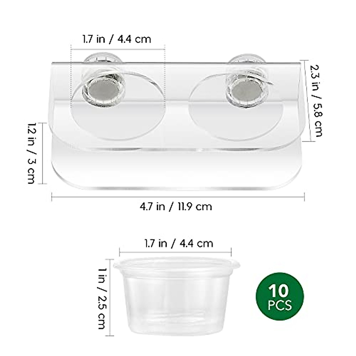 POPETPOP Magnetic Reptile Ledge - Reptile Food Dish Crested Gecko Feeding Ledge with 10PCS Feeding Cups Reptile Water Bowl Reptile Feeding Dish for Spider Lizard Snake