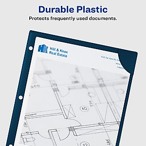 Avery Corner Lock Binder Pocket for 3 Ring Binders, Navy Blue with Clear Front, for 8.5" x 11" Documents, Acid-Free and Archival-Safe, 1 Binder Folder (47838)