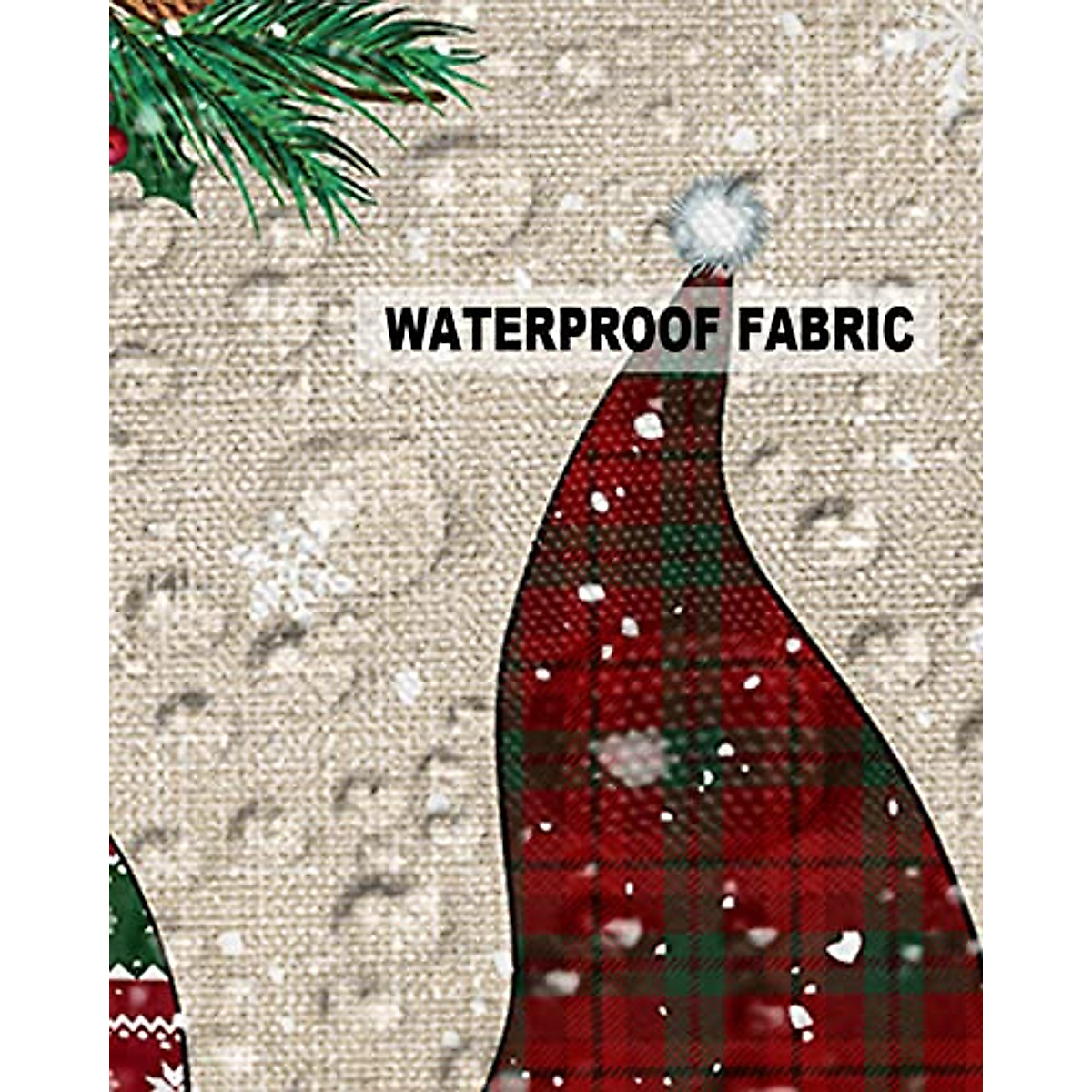 Christmas Gnomes Outdoor Pillow Covers 16 x 16 Inches, Winter Snowflake Waterproof Throw Pillow Cover Set of 2, Xmas Balls Pine Cone Home Decorative Square Cushion Covers for Patio/Tent/Couch/Garden