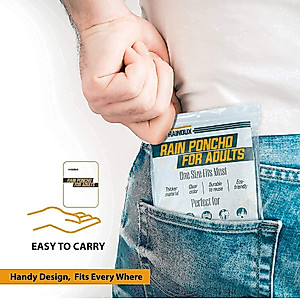 RAINOUX Disposable Rain Ponchos for Adults - Clear 10 pack