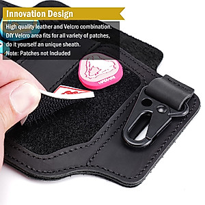 VIPERADE PL3 Multitool Sheath, Leather Sheath with DIY Patch Area, EDC Pocket Organizer for Men, Leatherman Sheath Flashlight Holder with Pen Holder, EDC Belt Organizer with Key Holder (A-Black)