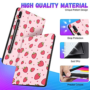 Uppuppy for Samsung Galaxy Tab S8 Plus/ S7 Plus/ S7 FE Case 12.4 Inch Women Cute Girls Folio Girly Strawberry Pretty Aesthetic Cover for Samsung Tablet S8 Plus 2022/ S7 Plus 2021/ S7 FE 5G Cases