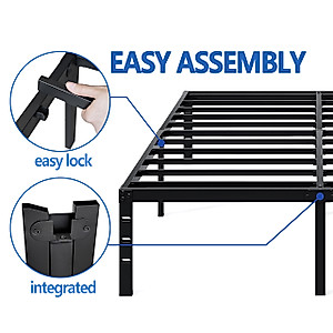 NEW JETO Metal Bed Frame-Simple and Atmospheric Metal Platform Bed Frame, Storage Space Under The Bed Heavy Duty Frame Bed, Sturdy Queen Size Bed Frame, 18 Inch, Queen