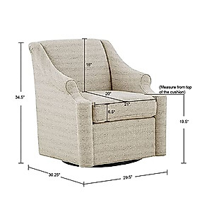 Madison Park Swivel Glider Chair for Living Room, High Back Bedroom Lounge Foam Seat Cushion Upholstered, Nursery Furniture, Metal Base, Fully Assembled, 29.5" W x 30.25" D x 34.5" H, Tan