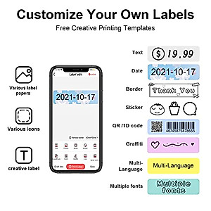 Marklife P11 Label Maker Machine with 4 Rolls Tape,Mini Thermal Wireless Inkless Sticker Printer Machine for Home Kitchen Office Organization