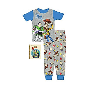 Disney Boys' Toy Story 2-Piece Snug-Fit Cotton Pajamas Set With Book, COUNT ON ME, 2T