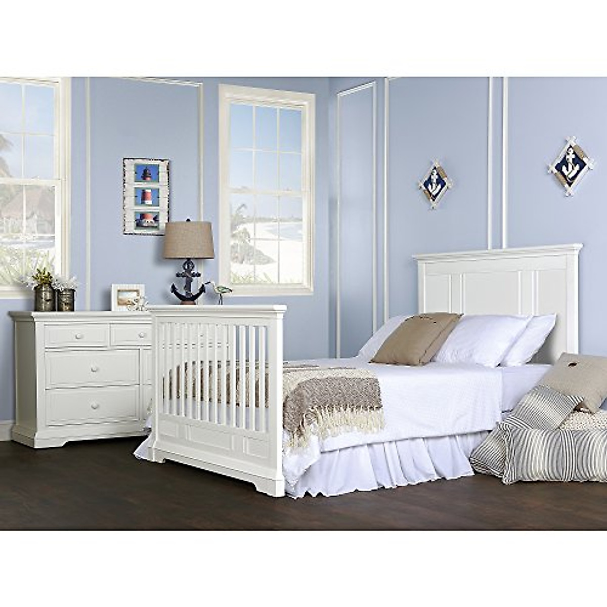 Evolur Parker 5 in 1 Convertible Crib, Winter White
