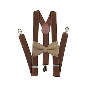Hemp Bow ties and brown suspenders Set Combo Mens (Brown)