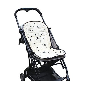 Baby Stroller Seat Liner Car Seat Insert Pad Pram Pushchair Seat Cushion Soft Cotton Pram Padding Seat Liner Universal Reversible for Buggy Baby High Chair Washable Adjustable All-Seasons 78x36cm