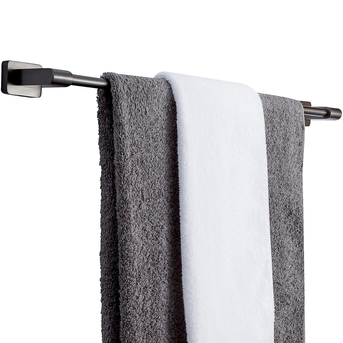 MyGift 24 Inch Towel Bar, Premium Hotel Series Commercial Grade Stainless Steel Bathroom Towel Holder, Wall Mounted Modern Gunmetal Gray Bar Rack for Hanging Bath Towels