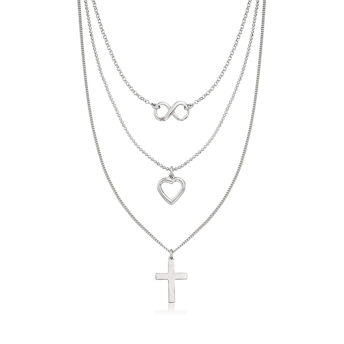 Ross-Simons Italian Sterling Silver Multi-Symbol Layered Necklace. 16 inches