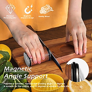 Abardi Rolling Knife Sharpener for Straight Edge, Knife Sharpener with Industry Diamonds for Steel of Any Hardness, Knife Sharpener Kit with 15 & 20 Degree Magnetic Angle for Kitchen Knives