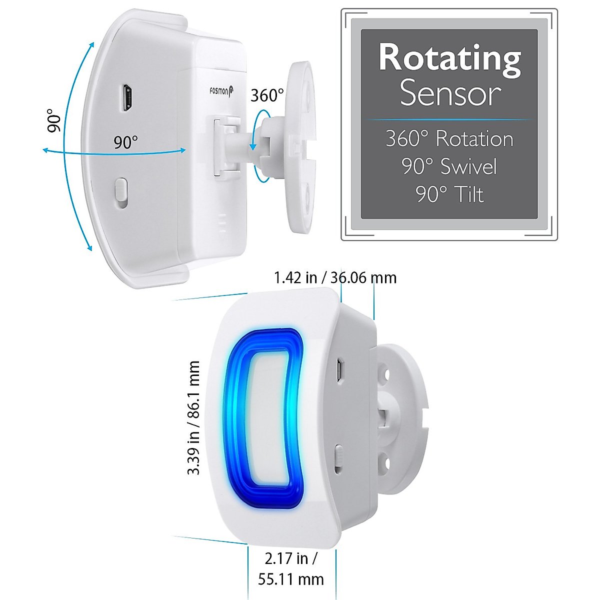 Fosmon WaveLink 51054HOM Add-On Door Motion Sensor Unit (No Receiver) - White