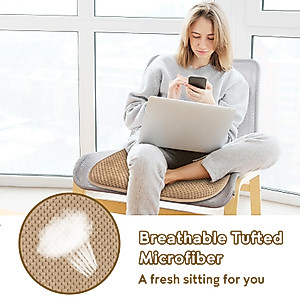 PAGGED Khaki Kitchen Dining Chairs Cushions Set of 4 Non Slip Foam Patio Seat Cushions Washable Soft Thick Pads Large Wooden Metal Tapered Chair Cushions,17" x 16"